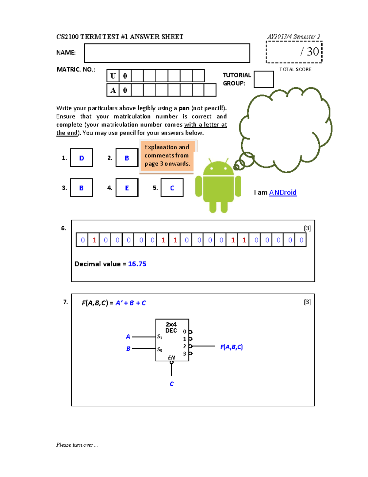 Termtest 1 13s2 Form Ans Warning Tt Undefined Function 32 Warning Tt Undefined Function