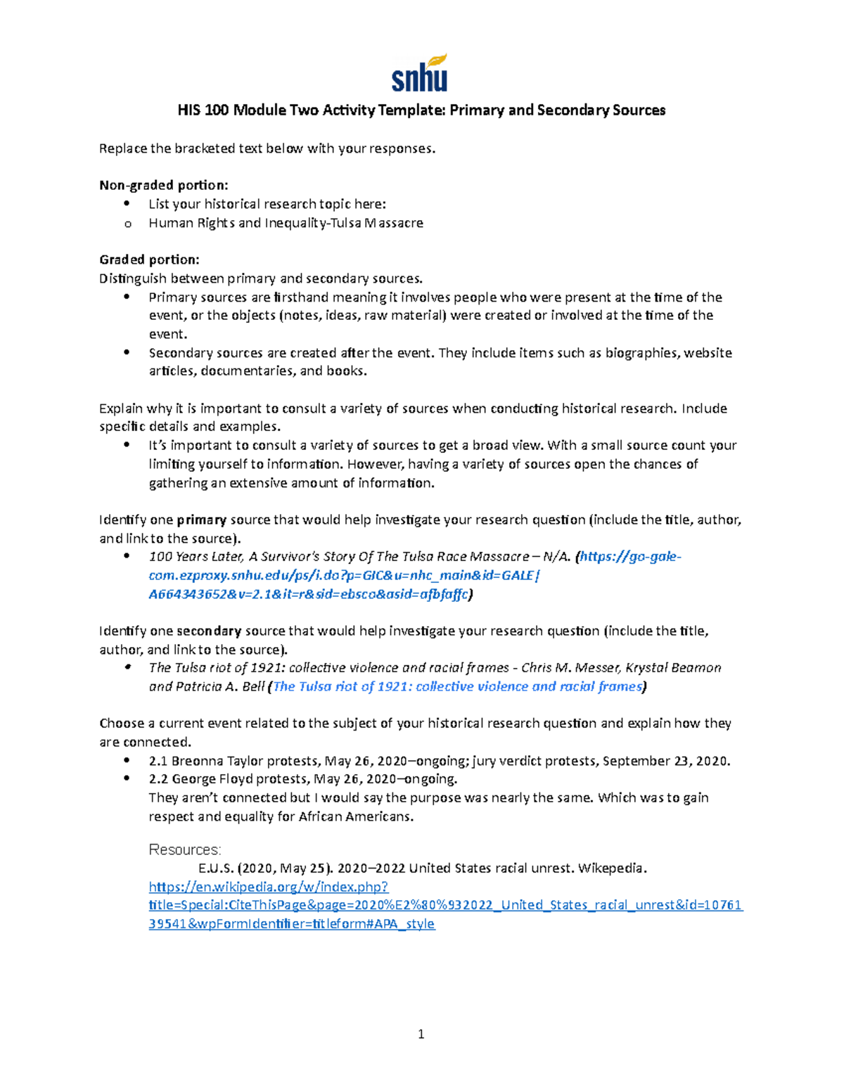 HIS 100 2-2 Activity Sources Template - HIS 100 Module Two Activity ...