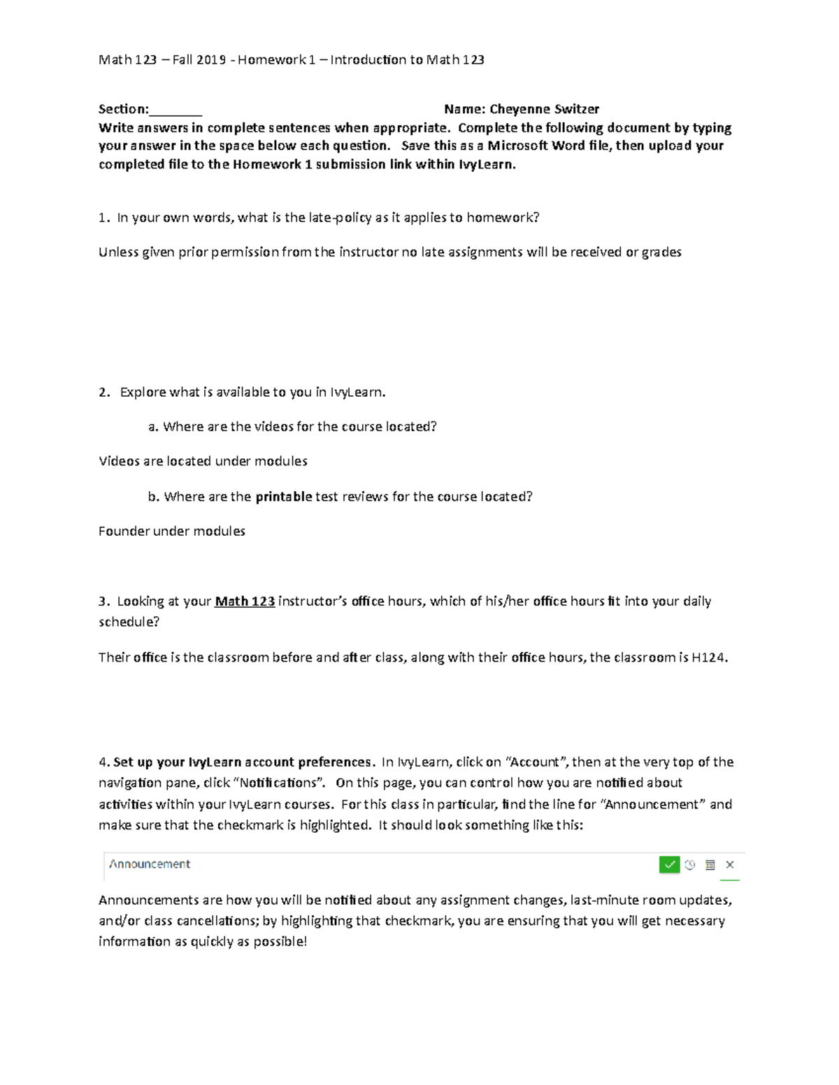 16 Homework 1 - Math 123 – Fall 2019 - Homework 1 – Introduction to ...