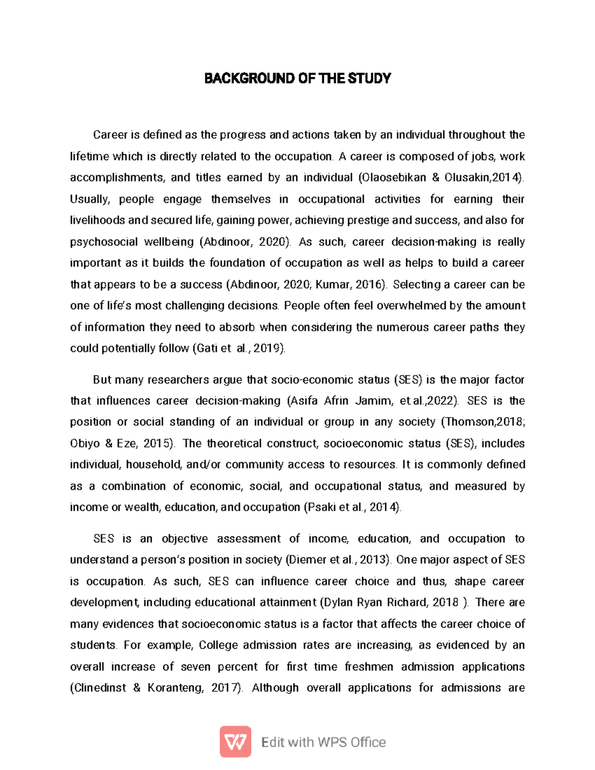 Background of the study Group 3 GAS - BACKGROUND OF THE STUDY Career is ...