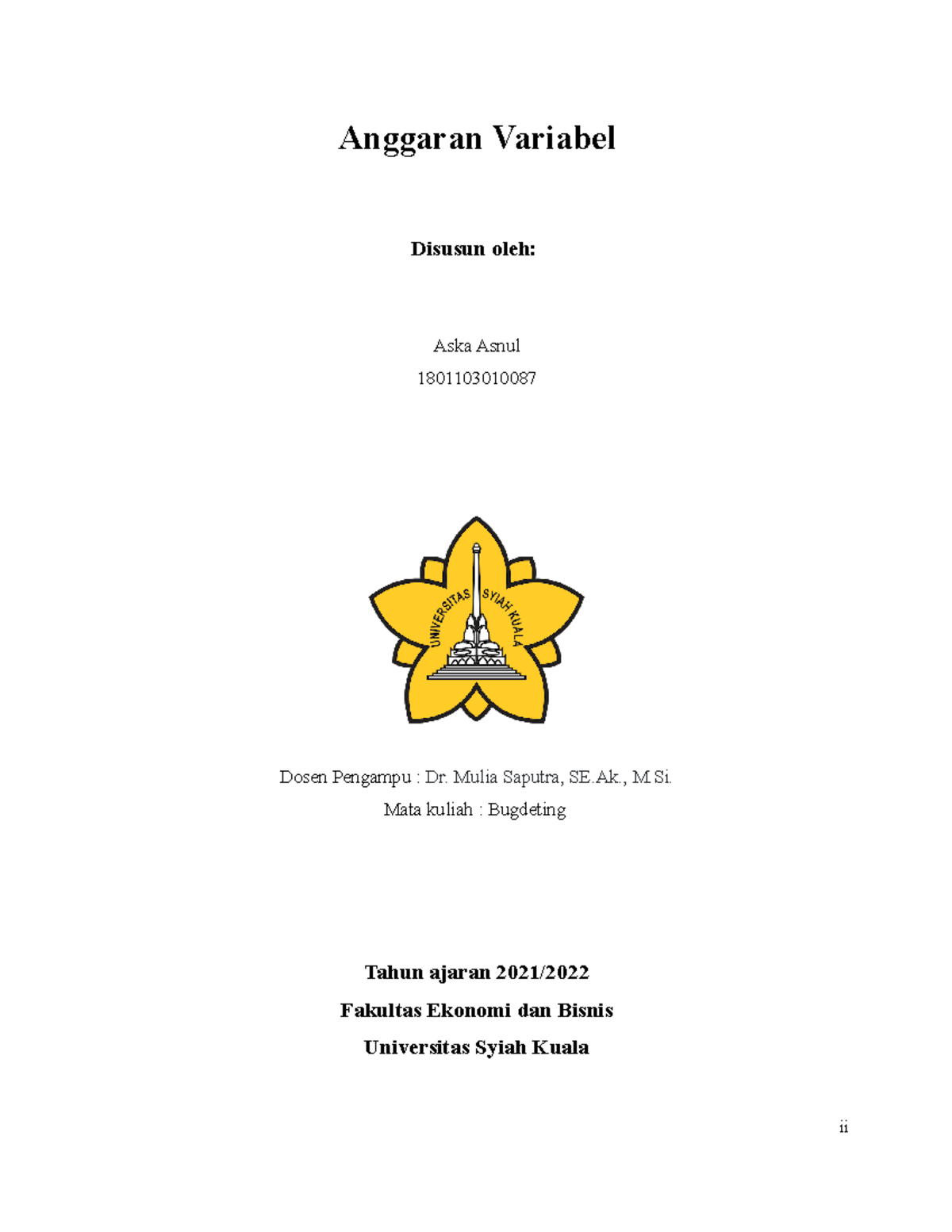 Aska Makalah Anggaran Variabel - Anggaran Variabel Disusun oleh: Aska ...