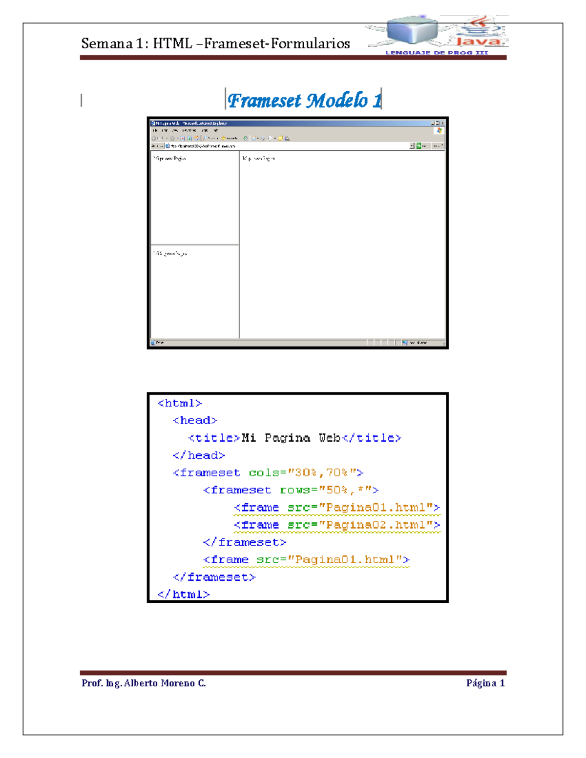 Frameset - Taller de programacion - Studocu