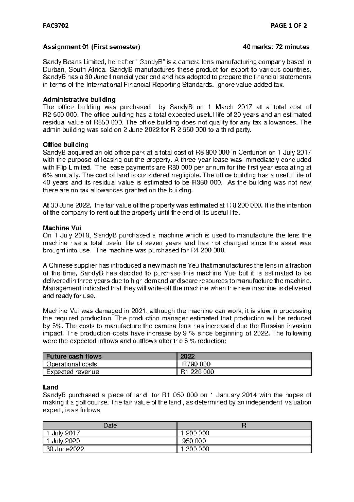 Assignment 1 FAC3702 01 2023 - FAC3702 PAGE 1 OF 2 Assignment 01 (First ...