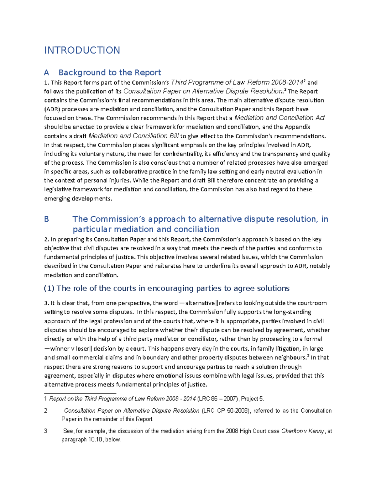 Dispute resolution m1 - INTRODUCTION A Background to the Report This ...
