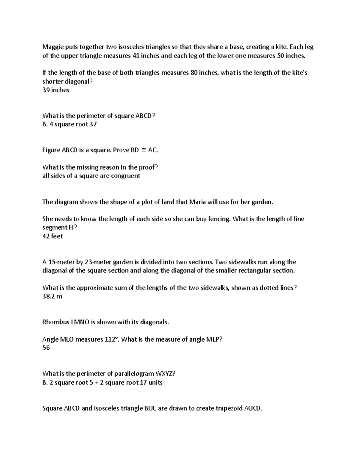 Geometry 3 - Maggie puts together two isosceles triangles so that they ...