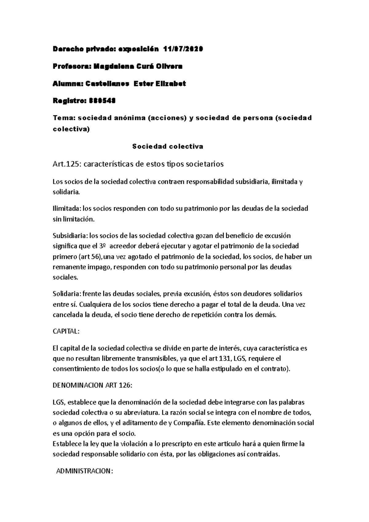 Derecho privado Magda CURÁ Olivera - Derecho privado: exposición 11/07 ...