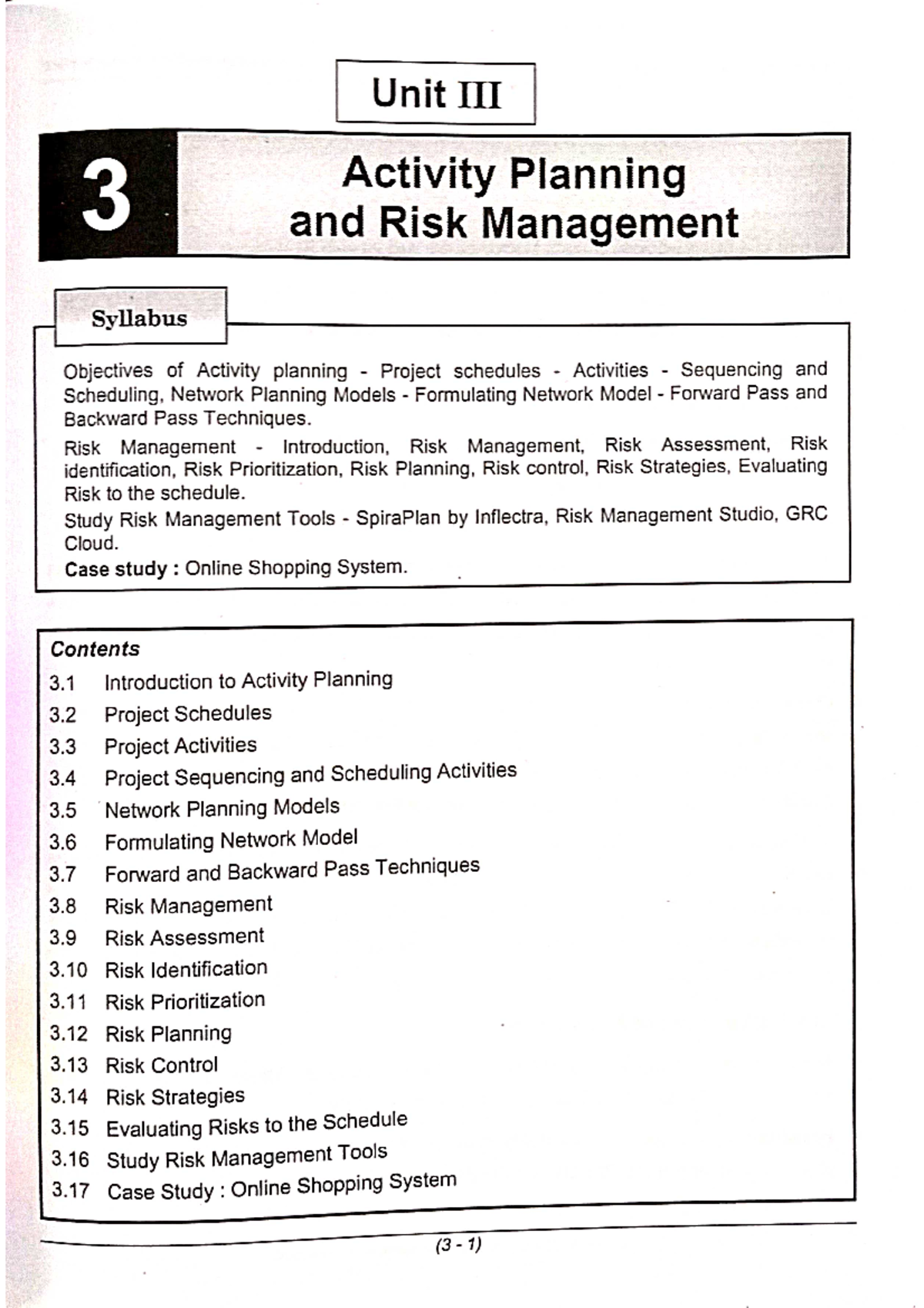 SPM Technical Unit3-6 - Unit 3 Activity Planning and Risk Management ...