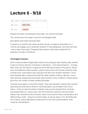 Lec7 - lecture - Lecture 7 - 9/ Created Class HIST 151 Type Lecture ...