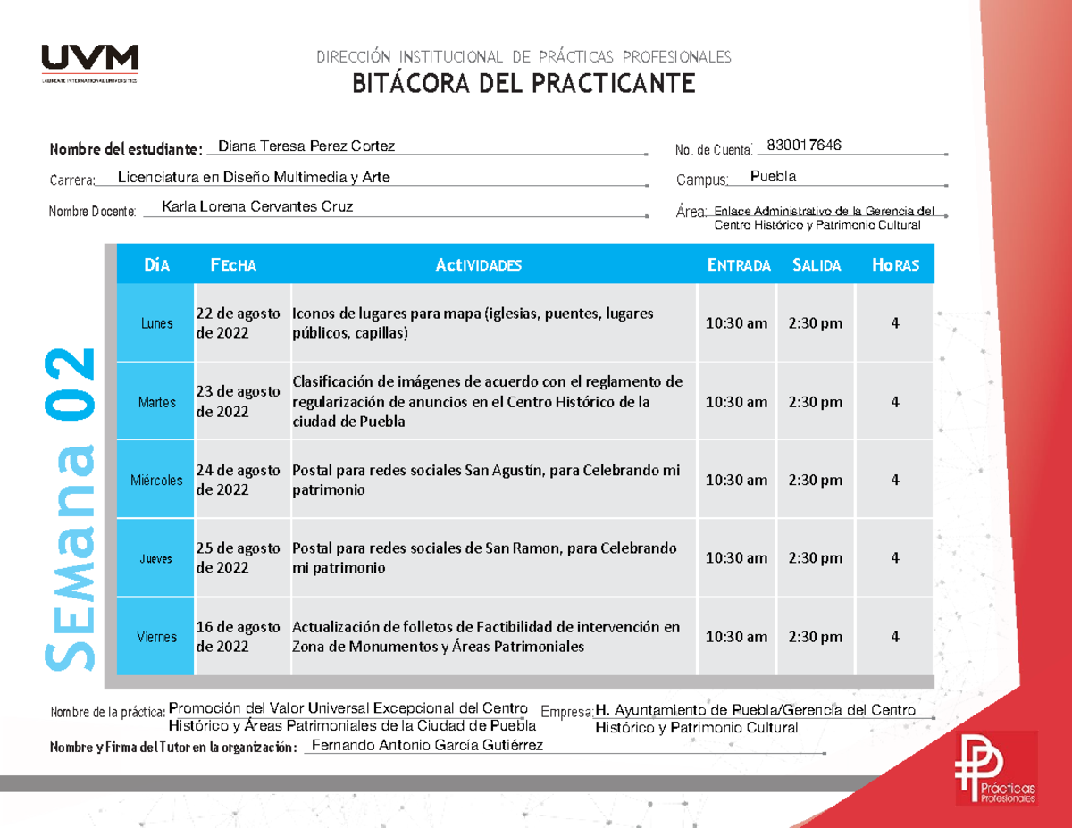 Bitacora S02 DTPC - S EM ana 02 DIRECCIÓN INSTITUCIONAL DE PRÁCTICAS ...