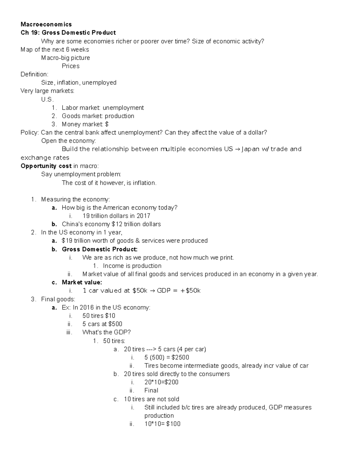 Macroeconomics Ch 19: Gross Domestic Product and Economic Growth - Studocu