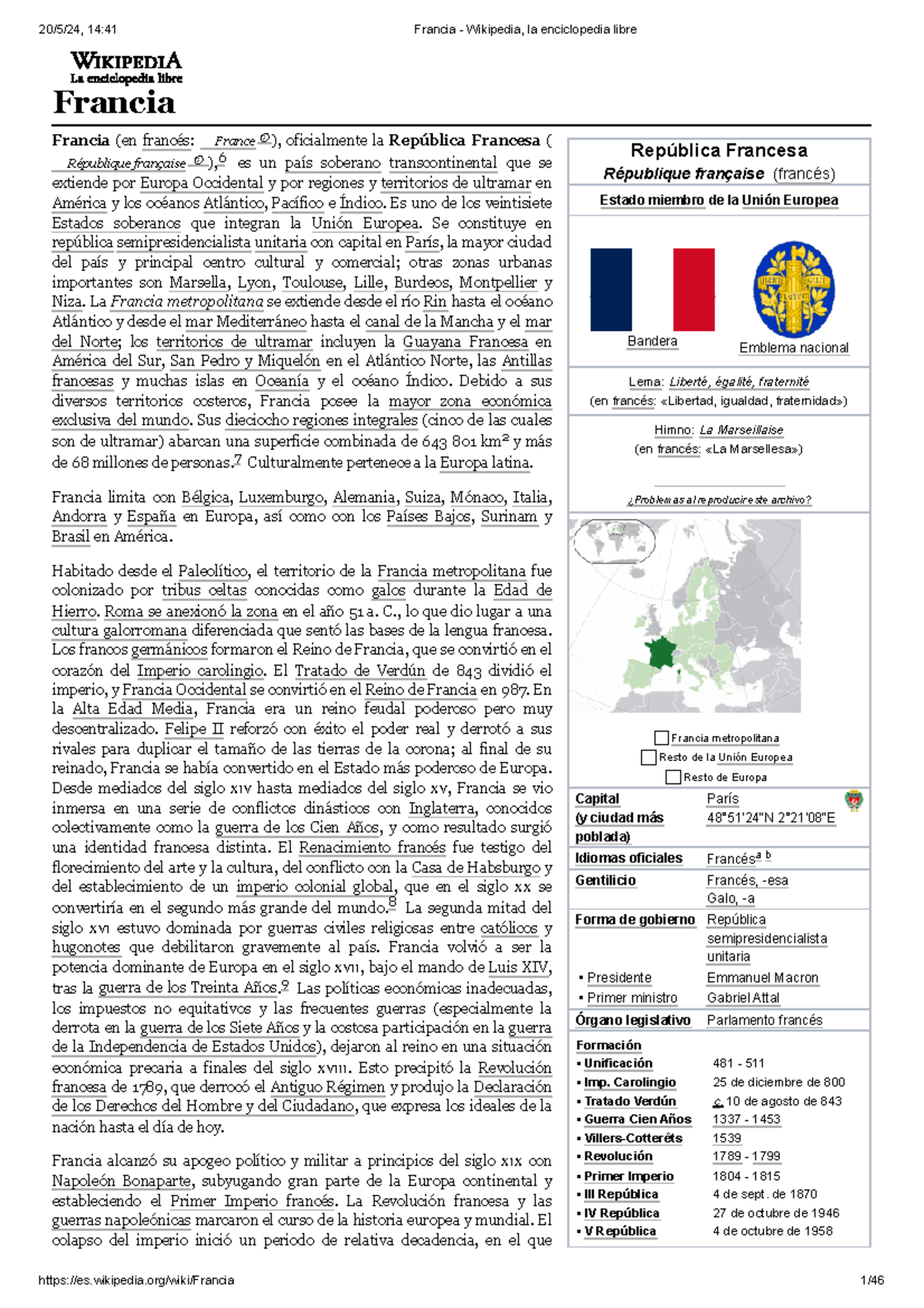 Francia - Wikipedia, la enciclopedia libre - República Francesa ...