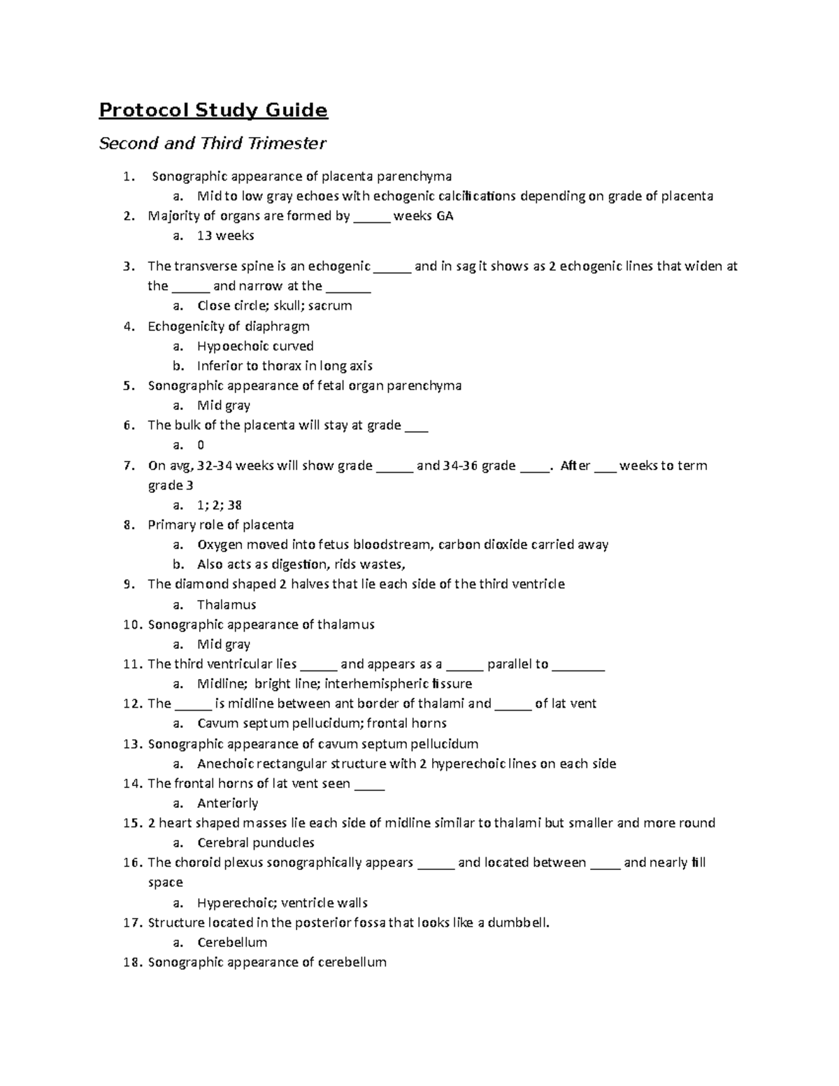 Protocol Study Guide - 2nd & 3rd Trimester - Protocol Study Guide ...