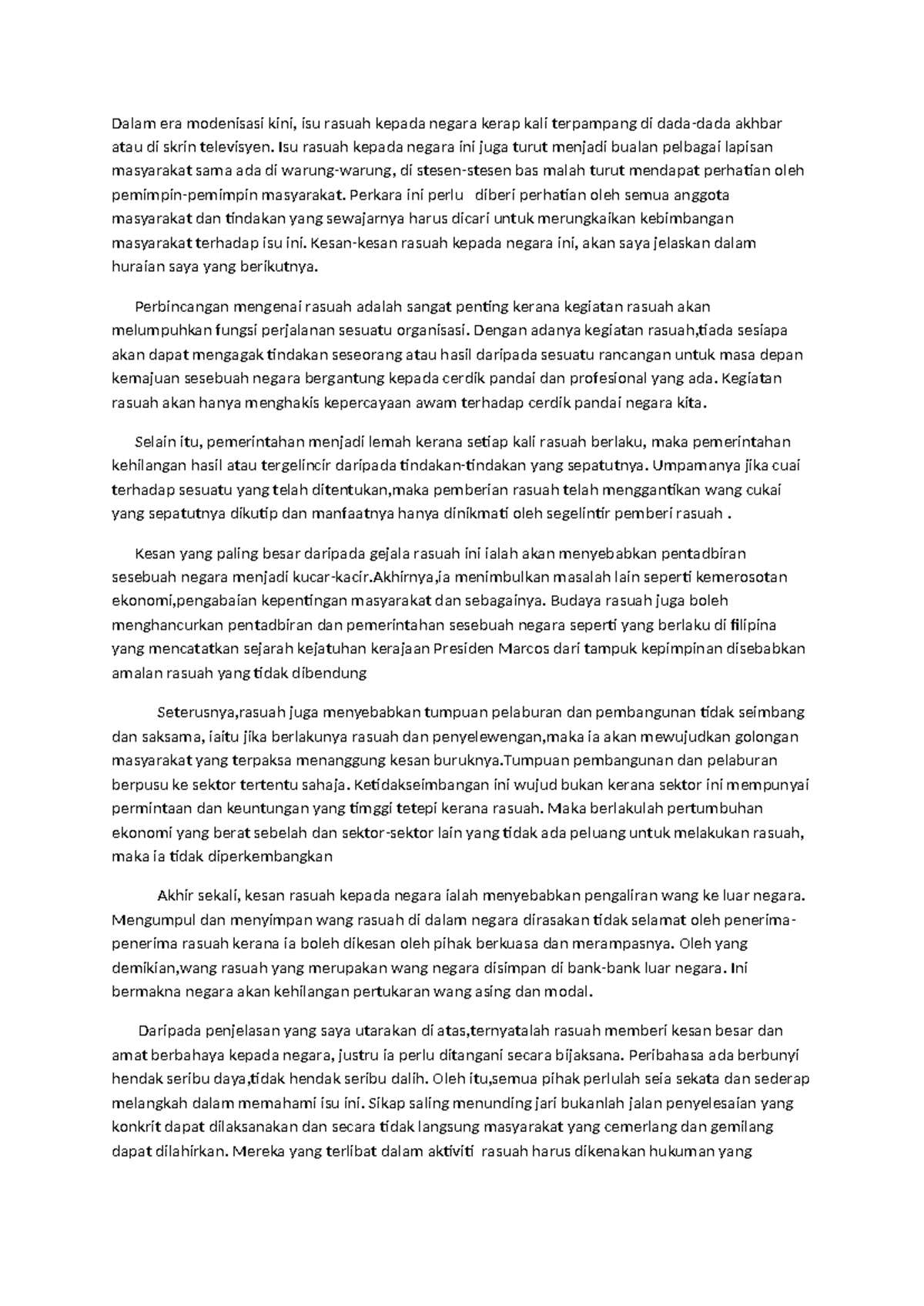 Skrip Pidato - afafafaf - Dalam era modenisasi kini, isu rasuah kepada ...