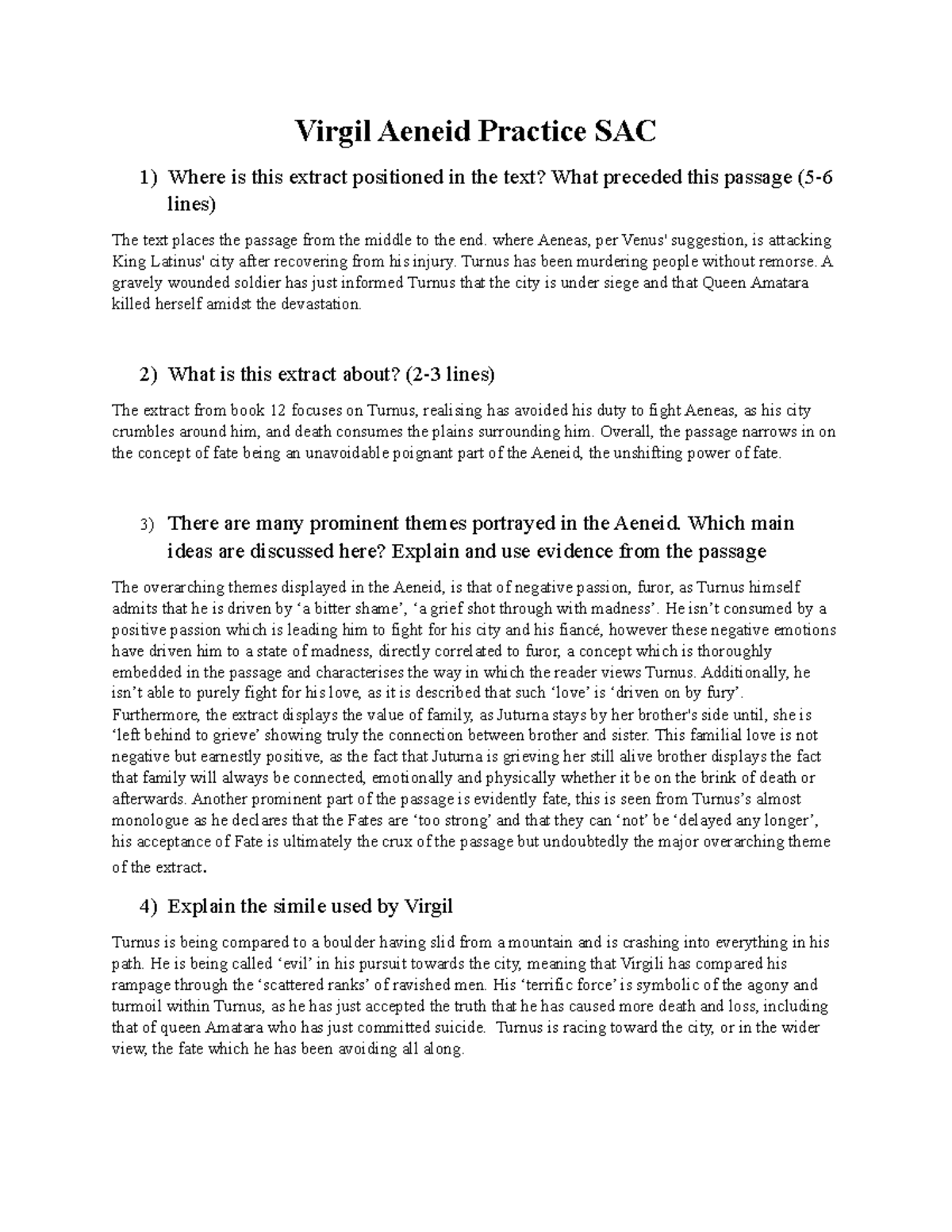Virgil Prac SAC - Virgil Aeneid Practice SAC 1) Where is this extract ...