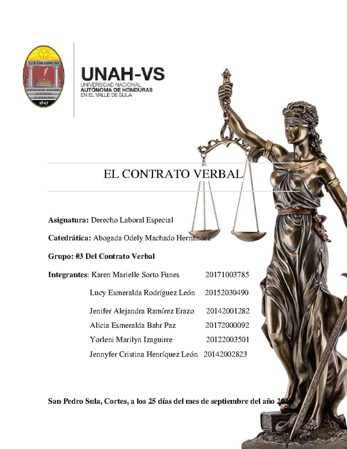 Informe Final Contrato Verbal Grupo 3- Clase Laboral Especial - EL ...