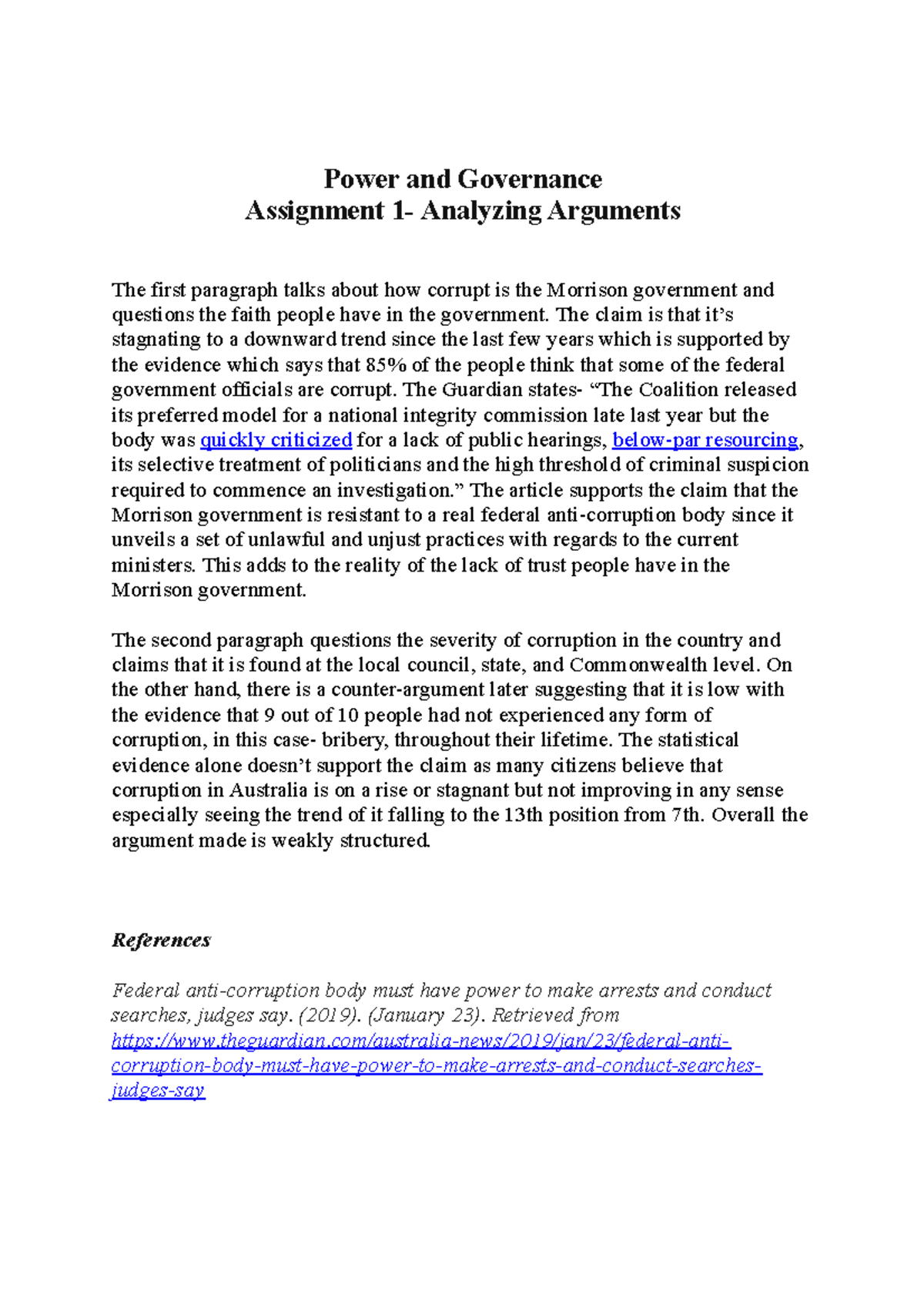 Power and governance sem 1 assignment 1 - Power and Governance ...