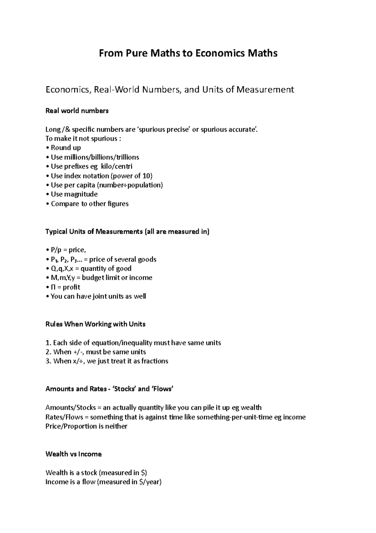 1 From Pure Maths to Economics Maths - From Pure Maths to Economics ...