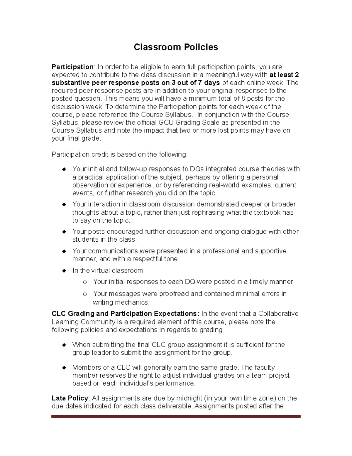 Online Classroom Policies and Guidlines - Classroom Policies ...