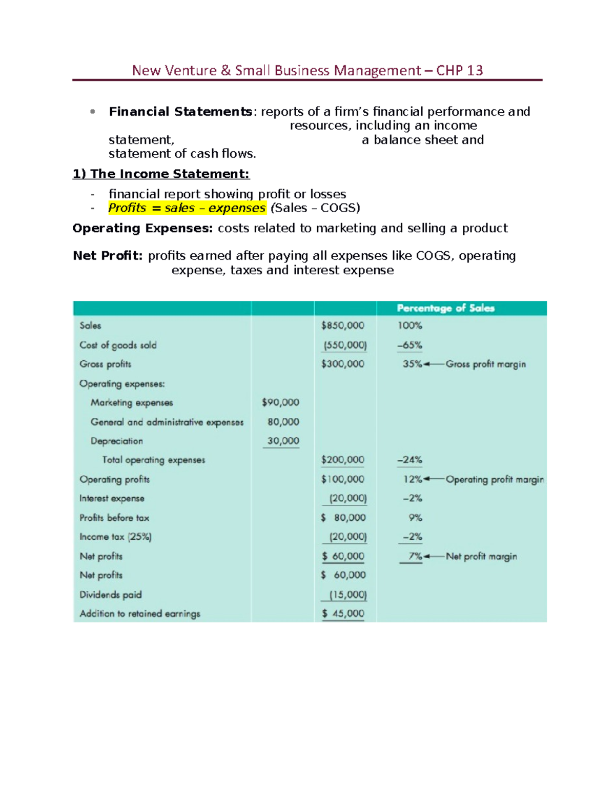 Chapter 13 - Summary New Venture and Small business management - New ...