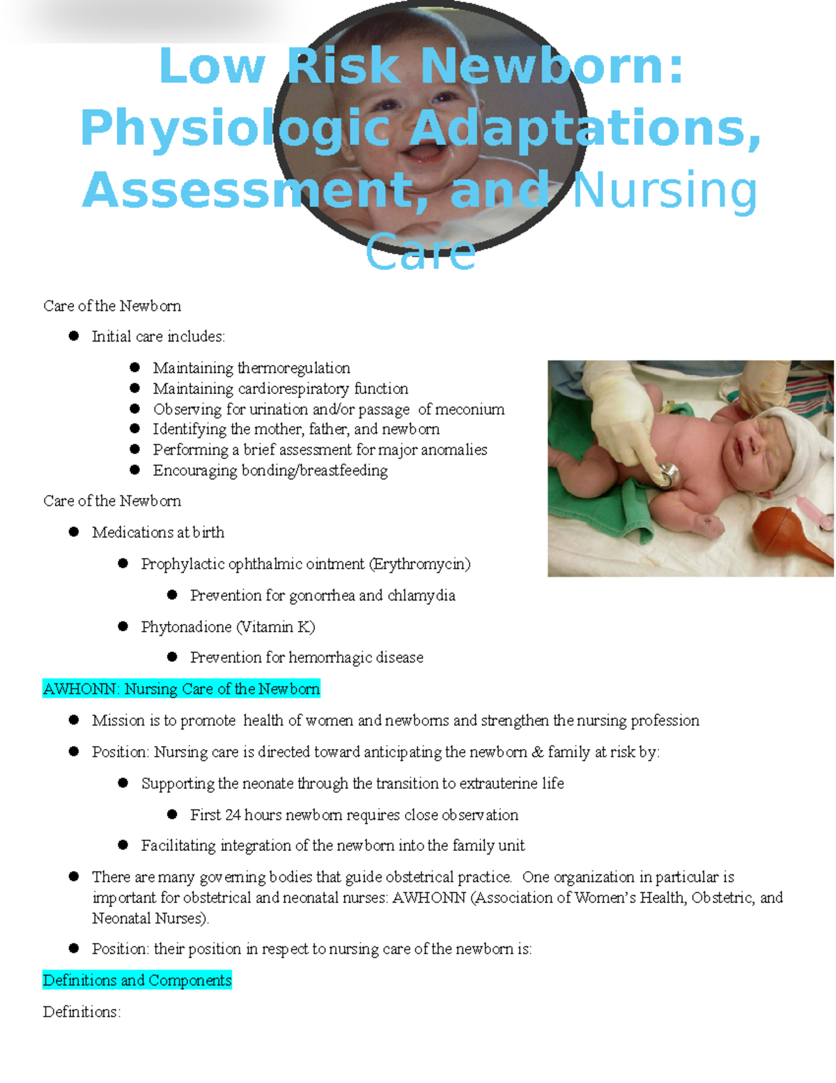 Low Risk Newborn - Low Risk Newborn: Physiologic Adaptations ...