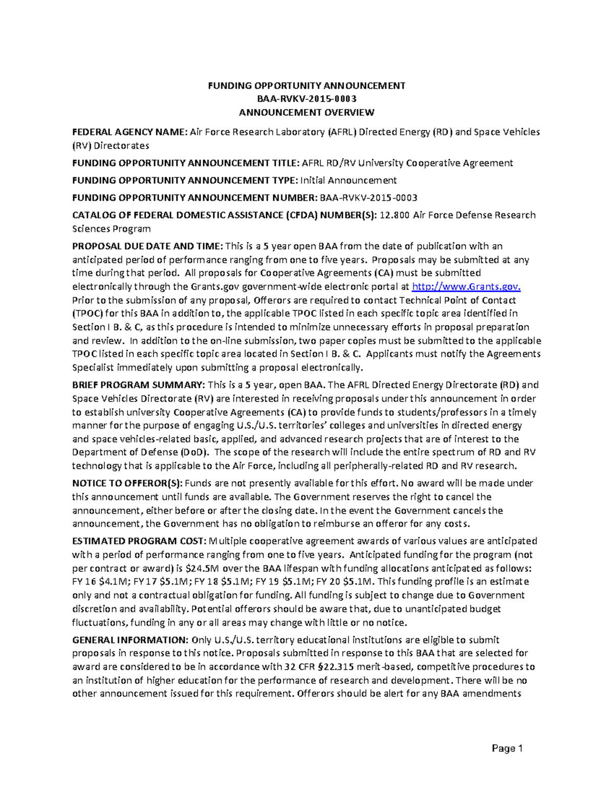 Baa-rvkv-2015-0003 combined baa and attachments - FUNDING OPPORTUNITY ...