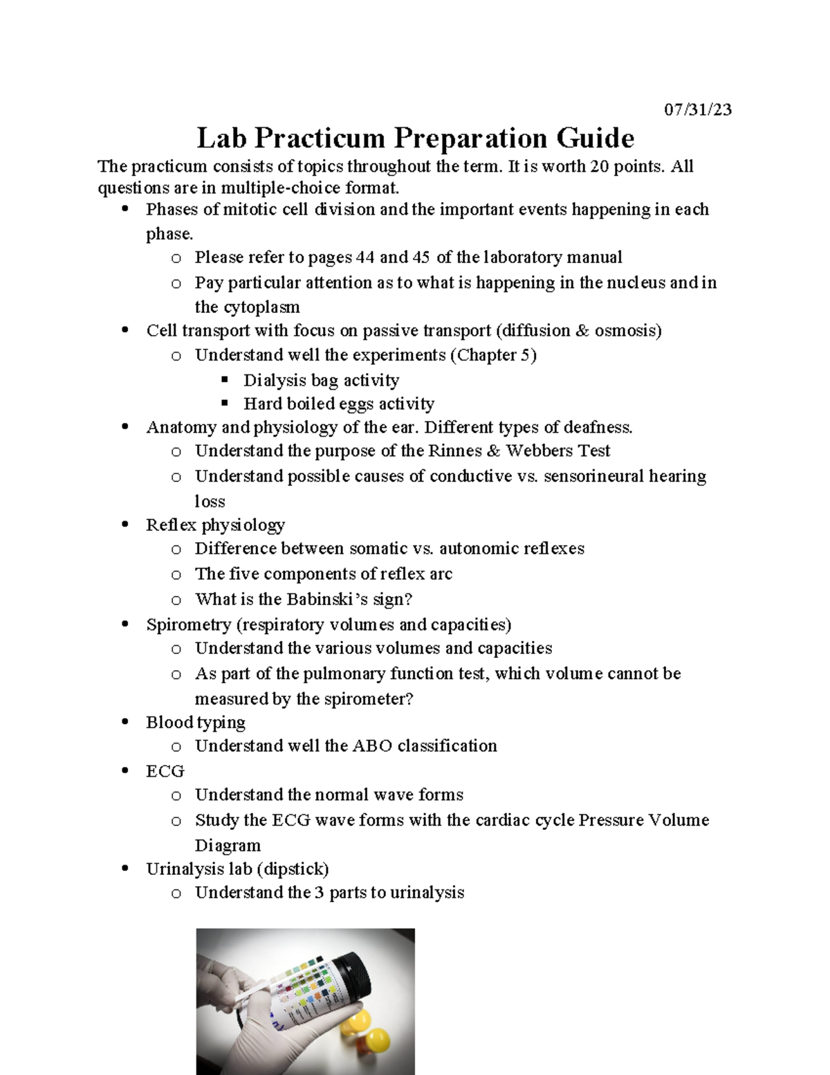 Lab Final Practicum Study Guide - 07/31/ Lab Practicum Preparation ...