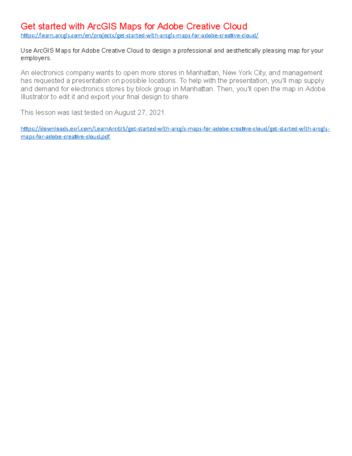Get started with Arc GIS Maps for Adobe Creative Cloud - - Studocu