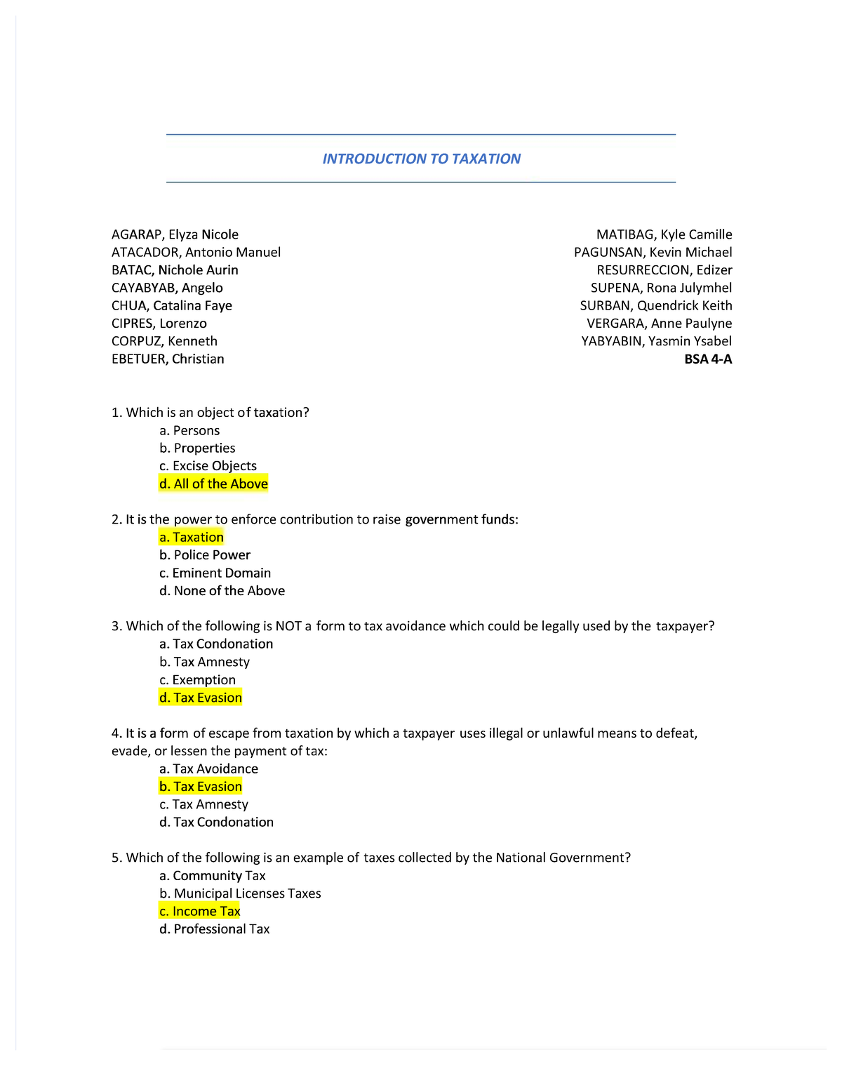 Pdf tax 100 questions final compress - INTRODUCTION TO ...