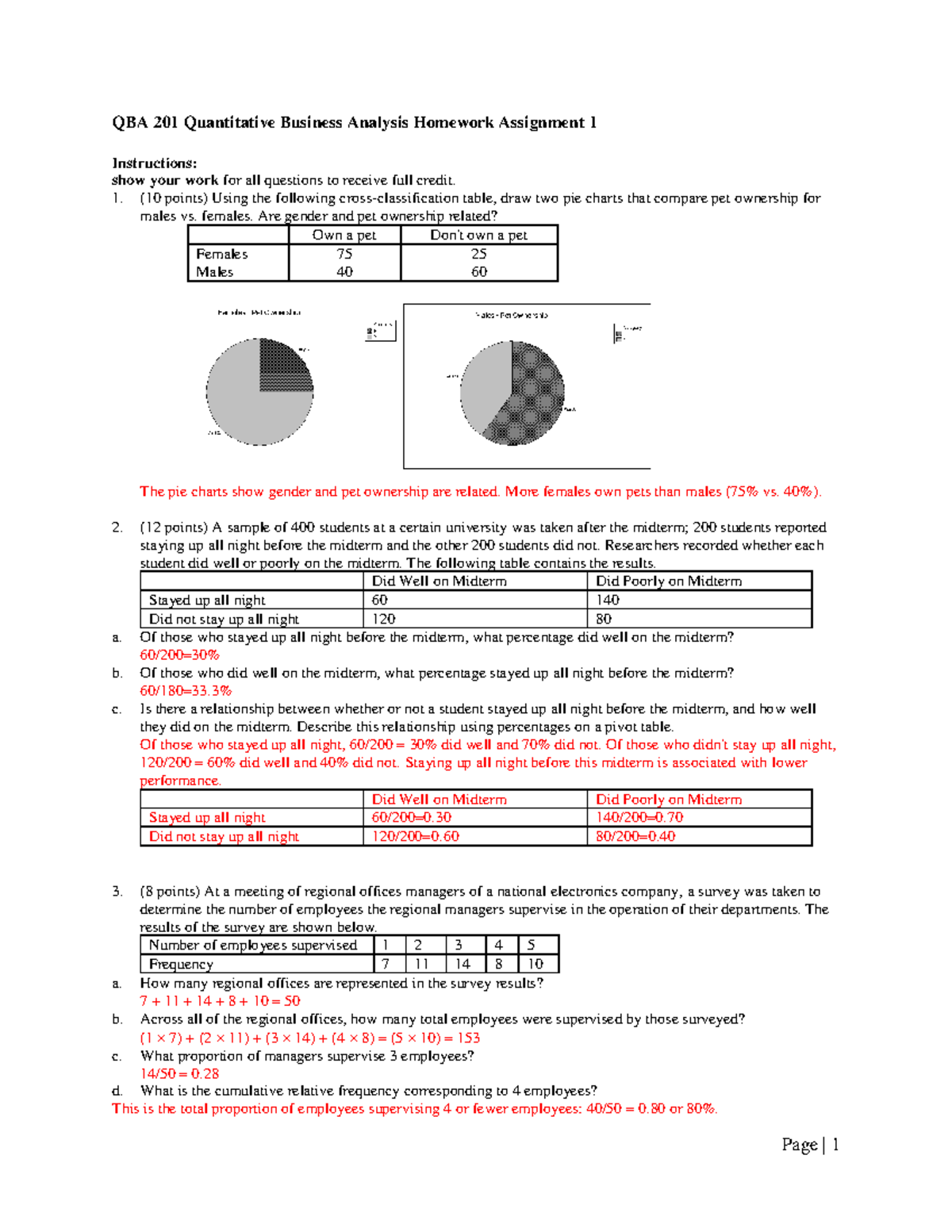 QBA 201 HW1 F19 answers - PAST ASSIGNMENTS AND REVIEW Exams - Warning: TT: undefined function ...
