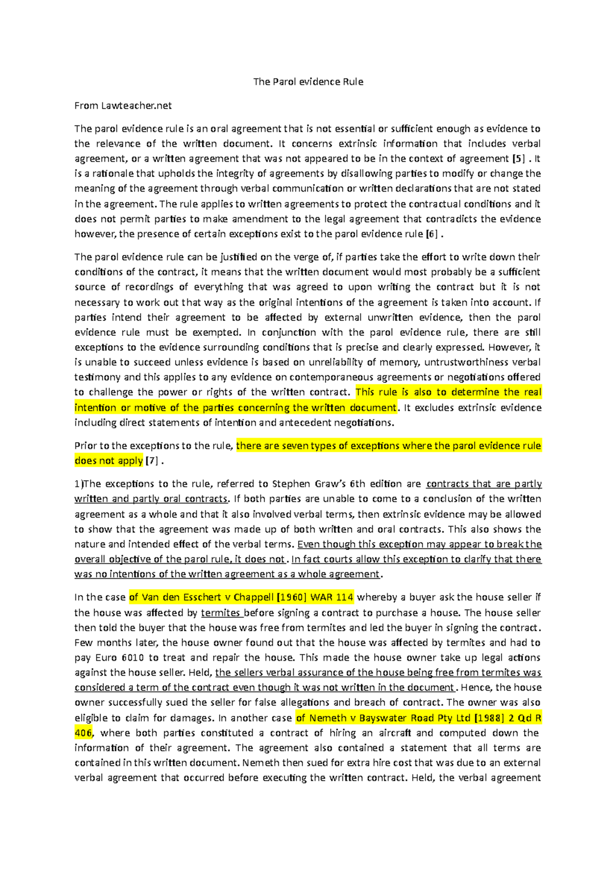 The Parol evidence Rule & exceptions - The Parol evidence Rule From ...