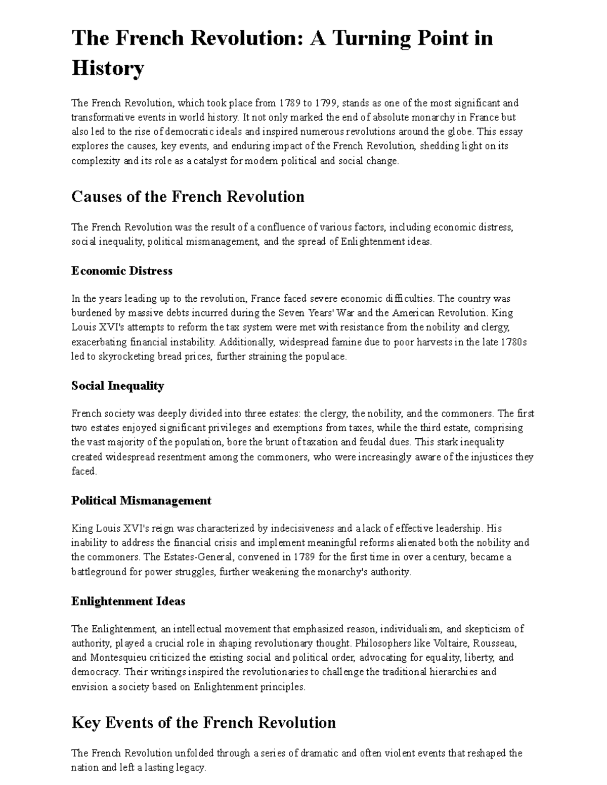 The French Revolution A Turning Point in History - The French ...