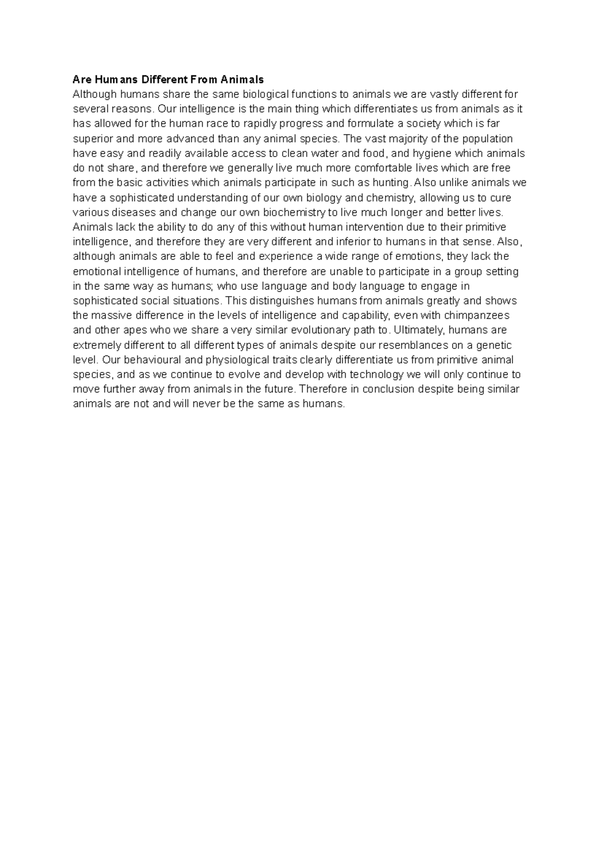 Are Humans Different From Animals - Are Humans Different From Animals ...