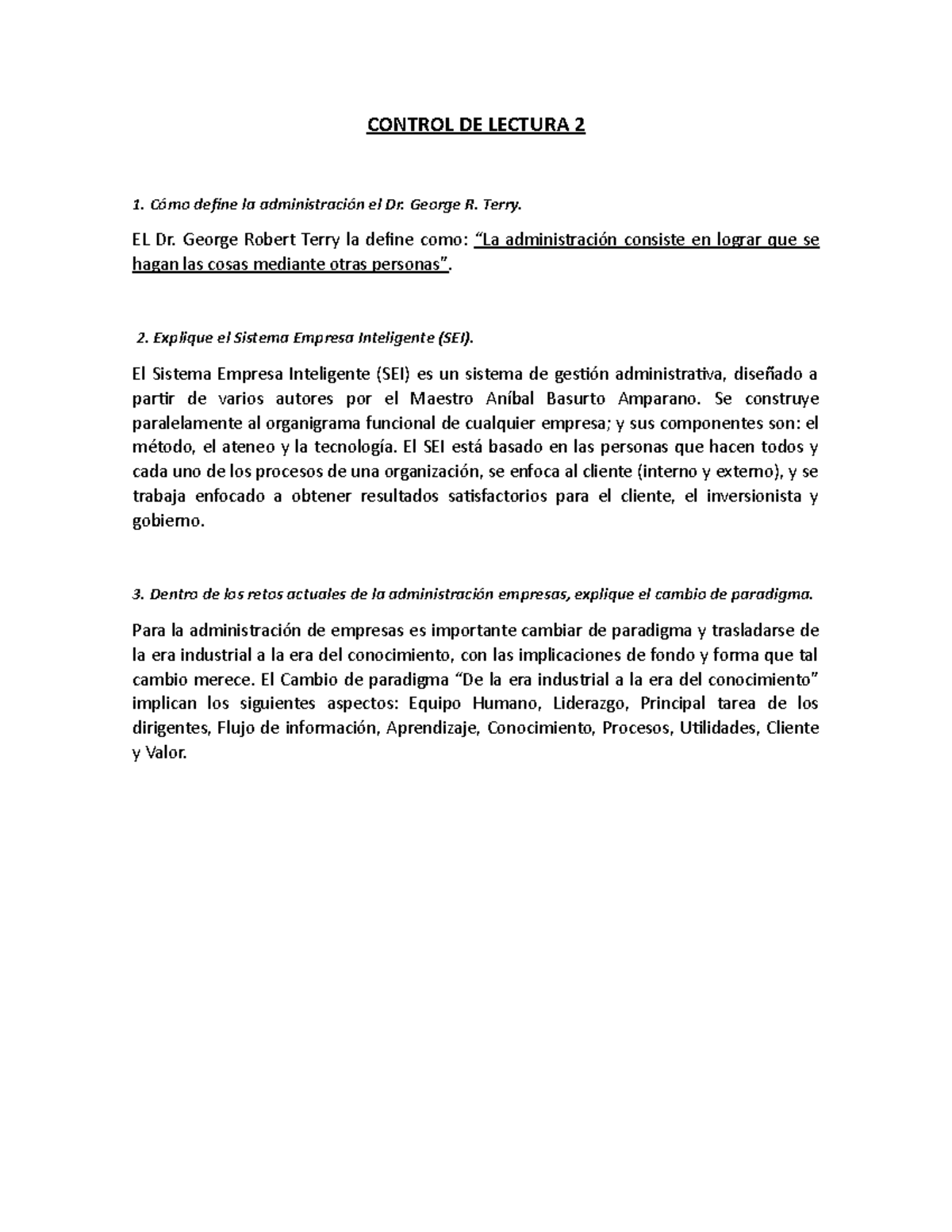 Control de Lectura N°2 - CONTROL DE LECTURA 2 Cómo define la ...