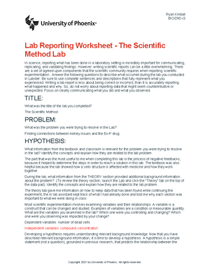Lab 6 worksheet - SCI/250 v Lab Report – Introduction to Immunology In ...