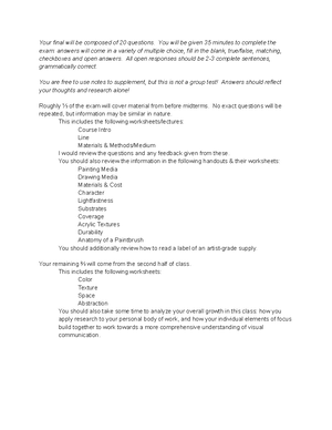 2D Design Final Study Guide - Your final will be composed of 20 ...