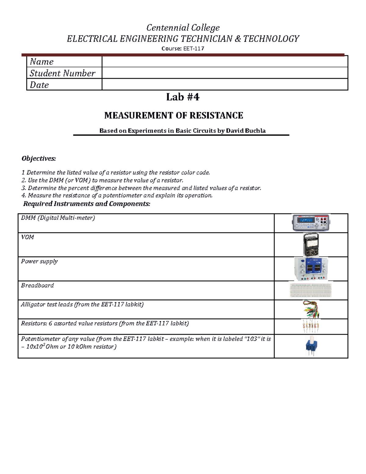 EET-117 LAB 4 F21-2 - Lab - Centennial College ELECTRICAL ENGINEERING TECHNICIAN & TECHNOLOGY ...