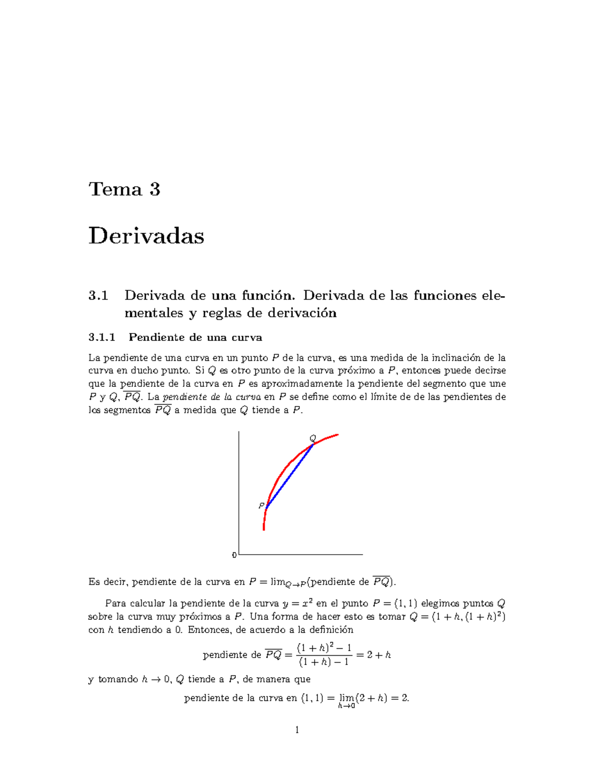 TEMA 3 - muy bien explicados - Tema 3 Derivadas 3 Derivada de una funci ́on. Derivada de las ...