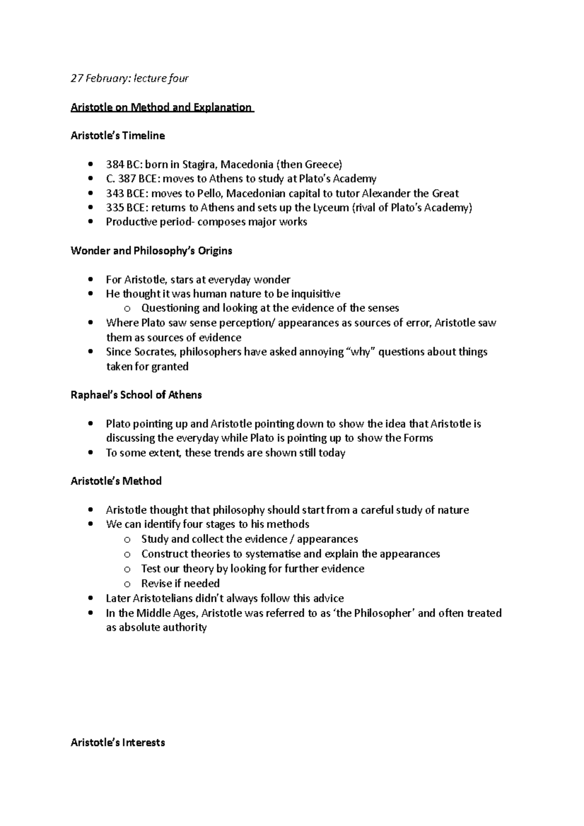 Aristotle on Method and Explanation - 27 February: lecture four ...