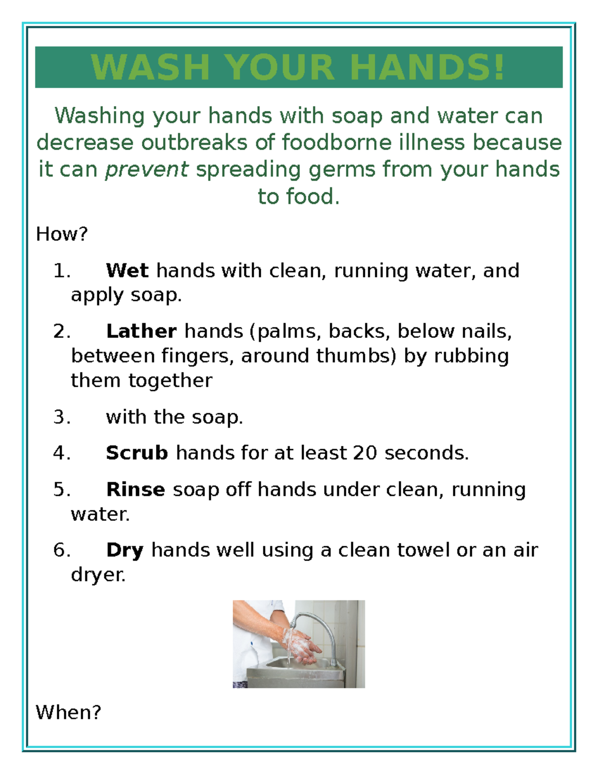 Wash hands flyer - WASH YOUR HANDS! Washing your hands with soap and ...