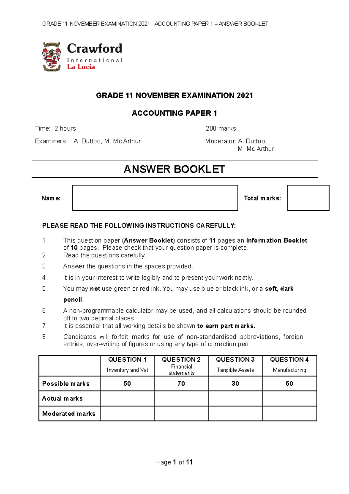 11 Nov 2021 P1 AB Final - past paper - GRADE 11 NOVEMBER EXAMINATION ...