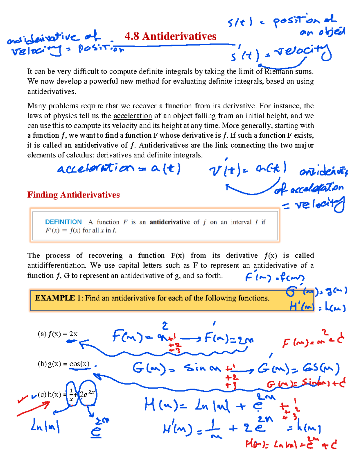 Lecture 3 notes - 4 Antiderivatives It can be very difficult to compute ...