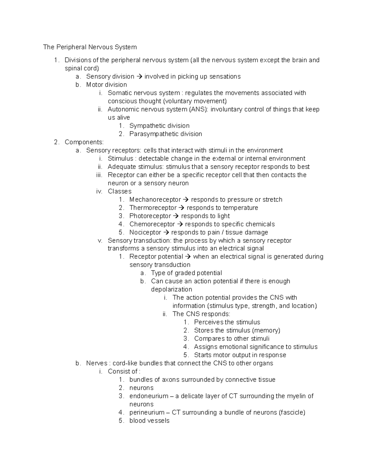 The Peripheral Nervous System - The Peripheral Nervous System Divisions ...
