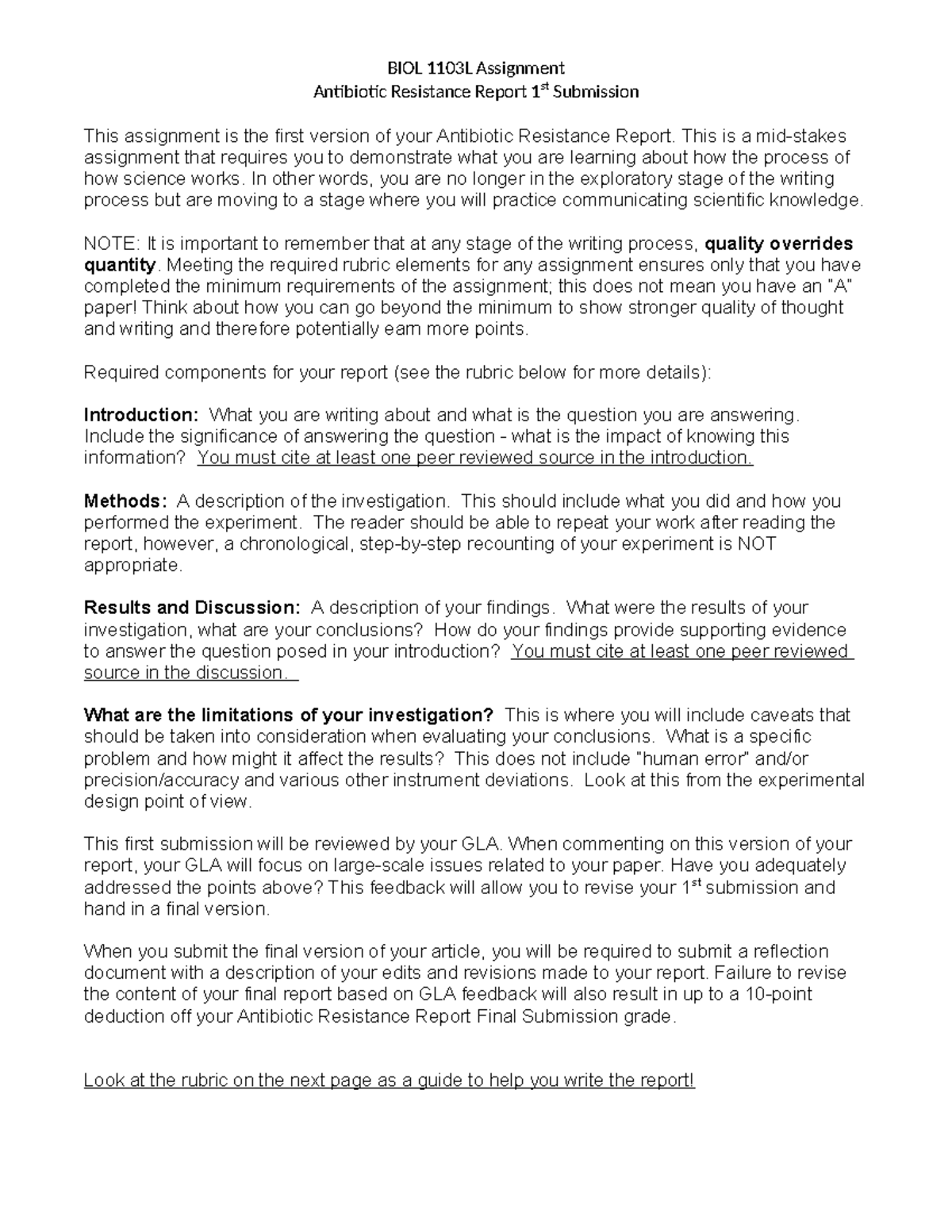 1103L AR Report 1st submission - BIOL 1103L Assignment Antibiotic ...