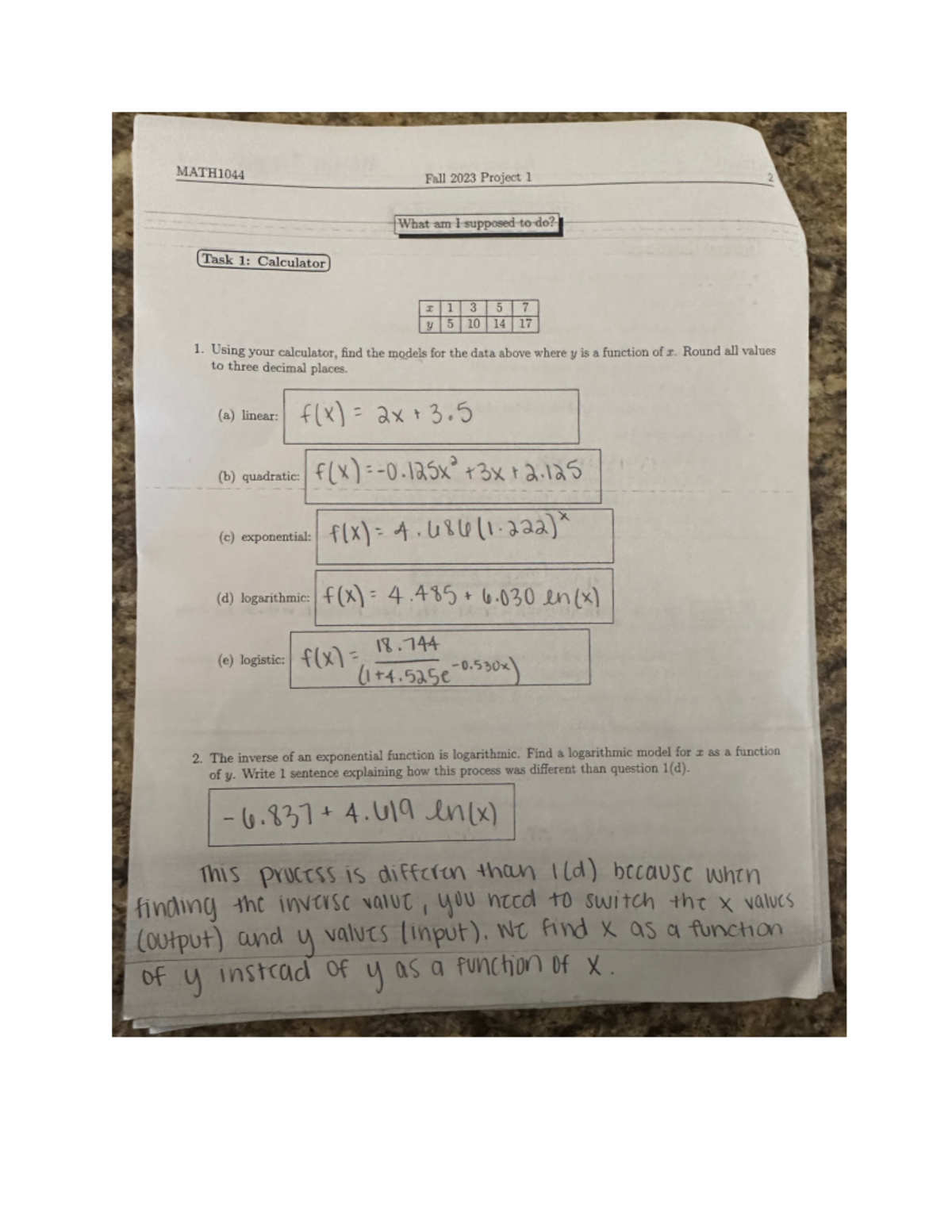 Project 1 Modeling with Technology - MATH1061 - Studocu