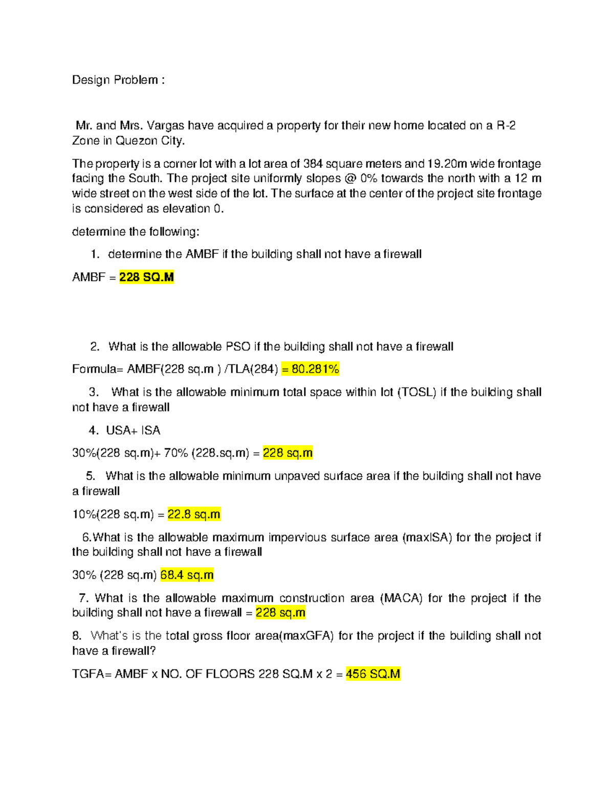 Homework 02 - n/a - Design Problem : Mr. and Mrs. Vargas have acquired ...