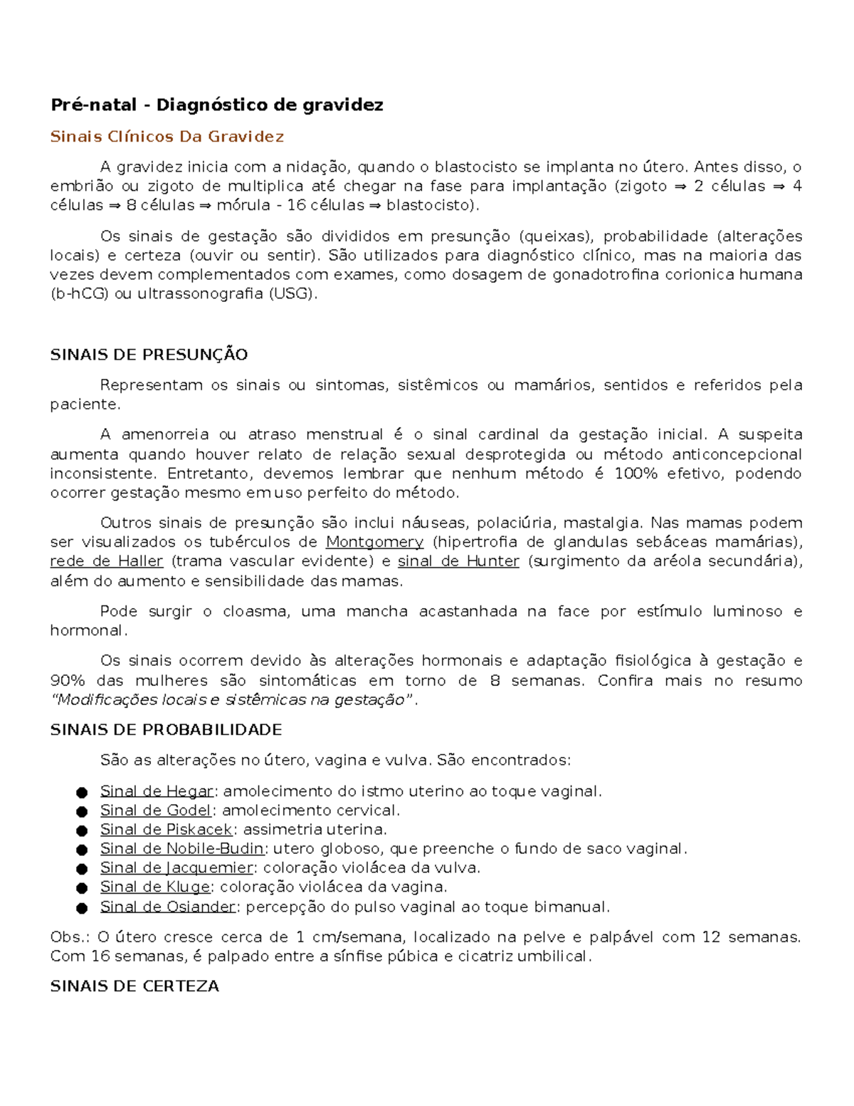 Diagnóstico de Gravidez - Ginecologia - Pré-natal - Diagnóstico de ...