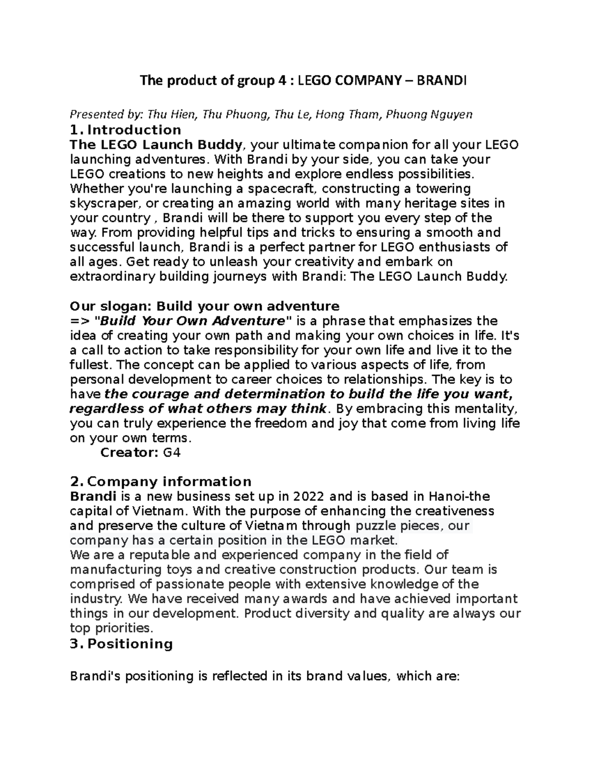 Brandi lego company - The product of group 4 : LEGO COMPANY – BRANDI ...