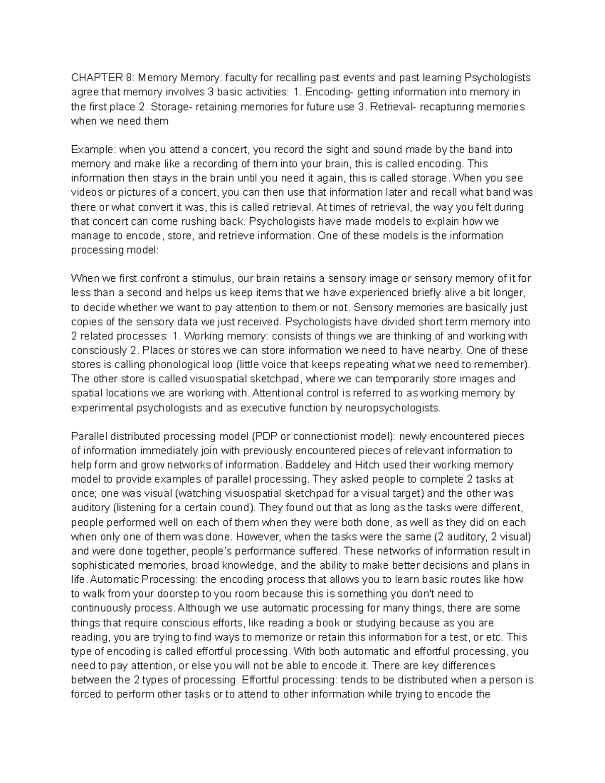 Psychology exam review pt 8 - CHAPTER 8: Memory Memory: faculty for ...