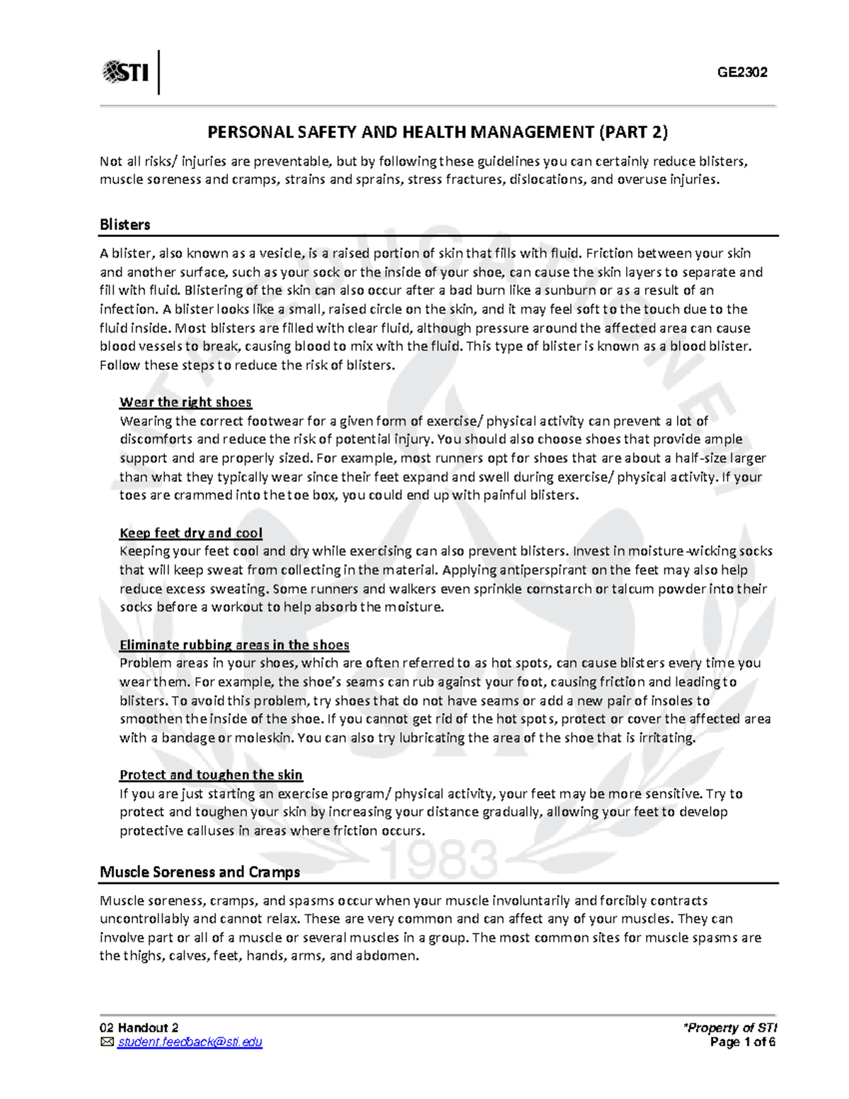 02 Handout 2 - Hanouts - 02 Handout 2 *Property of STI PERSONAL SAFETY ...