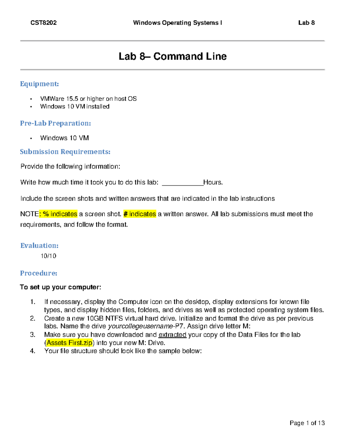 Lab 8 - Command Line - CST8207 - Algonquin College - Studocu